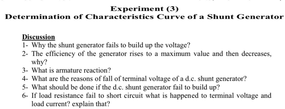 Experiment (3) Determination of Characteristics Curve of a...