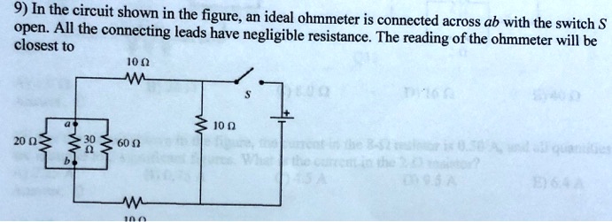9) In the circuit shown in the figure, ideal ohmmeter… - SolvedLib