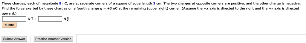 three charges acn of magnitude find the force exerted by these chan rger upward at separate ...