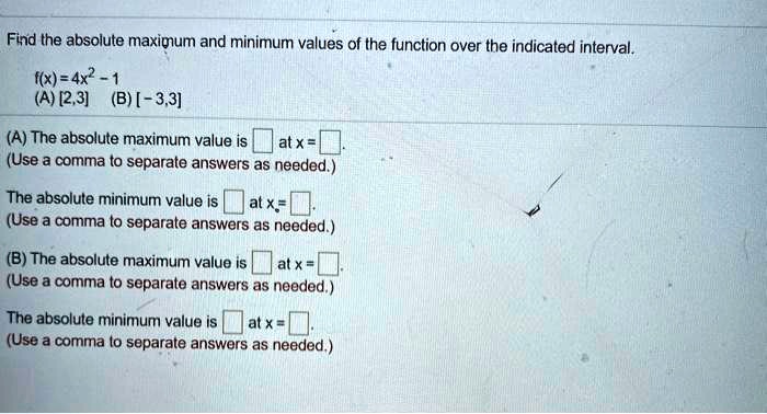 Solvedfind The Absolute Maxigum And Minimum Values Of Ihe Function 1507