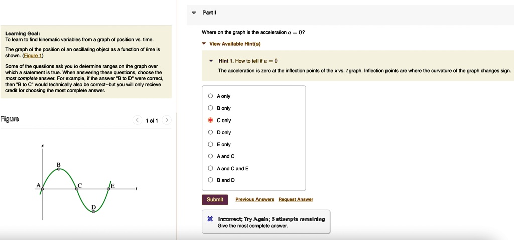 SOLVED: Part 1 Learning Goal: To learn to find kinematic variables from a graph of position vs ...