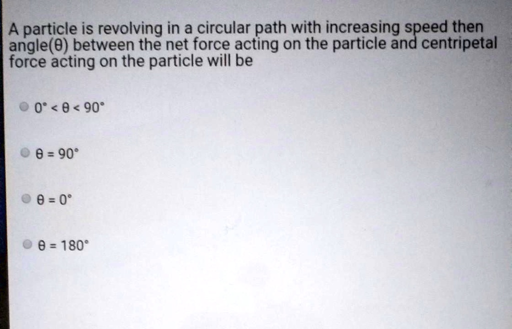 SOLVED: A particle is revolving in a circular path with increasing speed. The angle (Î¸) between ...