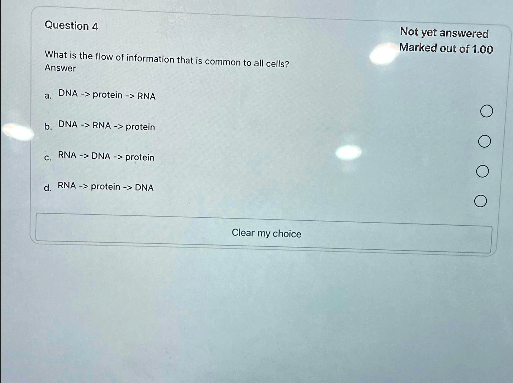 Question 4 What is the flow of information that is common to all cells ...