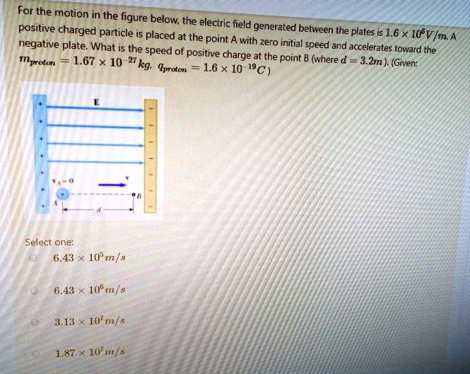 SOLVED: For the motion in the figure below, the electric field ...