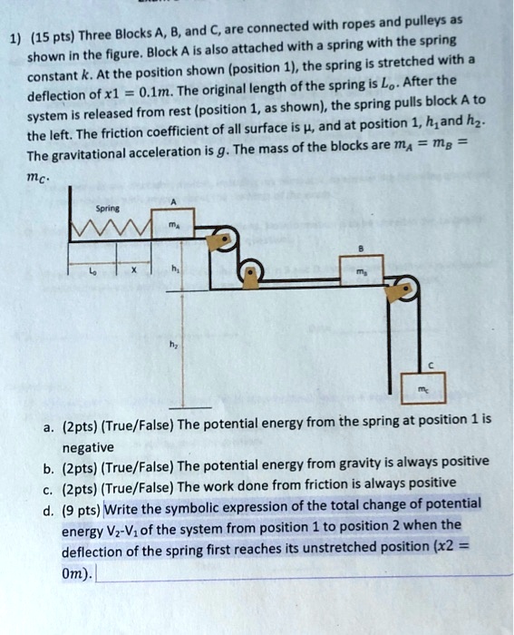 SOLVED: 115 pts)Three Blocks A,B,and C,are connected with ropes and ...