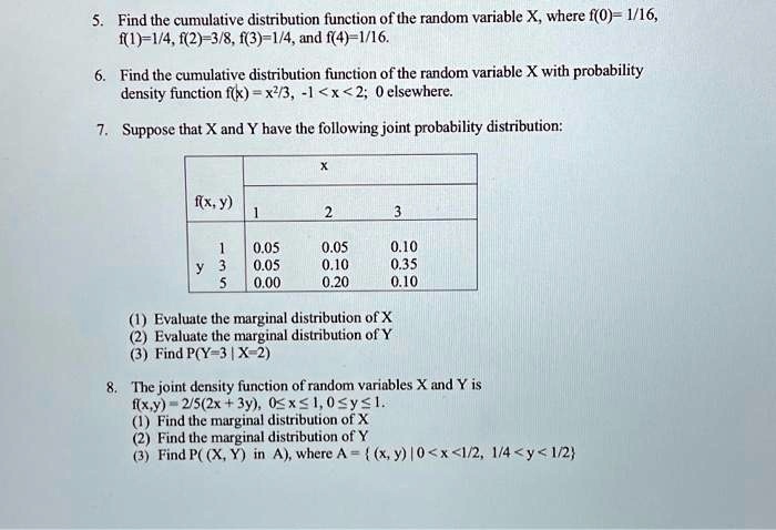 SOLVED: 5. Find the cumulative distribution function of the random variable X, where f0 = 1/16 ...