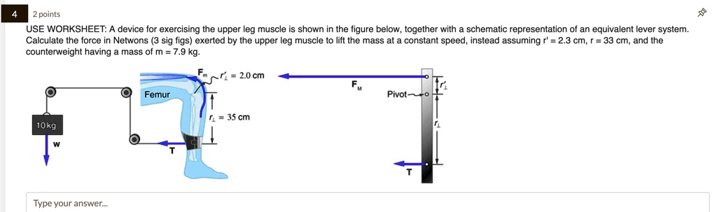 SOLVED: A device for exercising the upper leg muscle is shown in the ...
