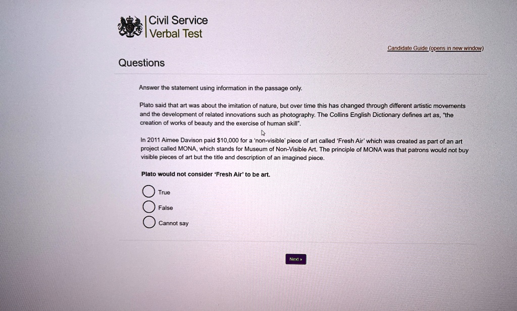 civil service verbal test questions answer the statement using ...