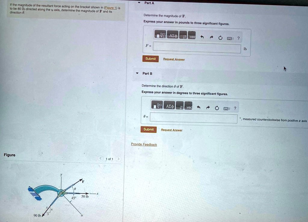 if the magnitude of the resultant force acting on the bracket shown in figure 1 is to be 80lb ...