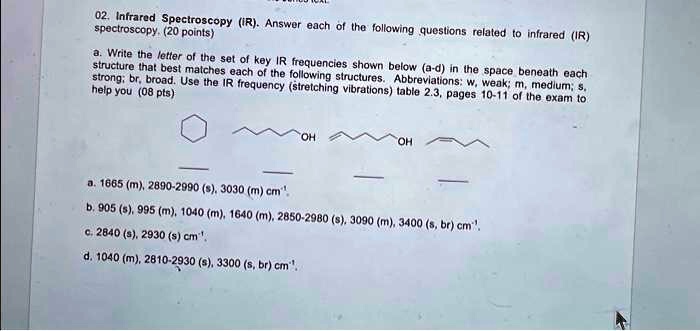 SOLVED: Texts: Spectroscopy. (20 points) 02. Infrared Spectroscopy (IR ...