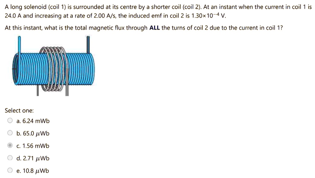 SOLVED: A long solenoid (coil 1) is surrounded at its center by a ...