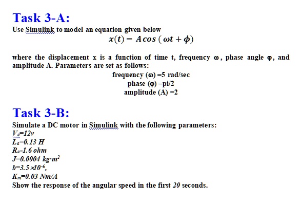 Solved Using Simulink Simulate Different Functions Waveforms And A Dc Motor Please Complete
