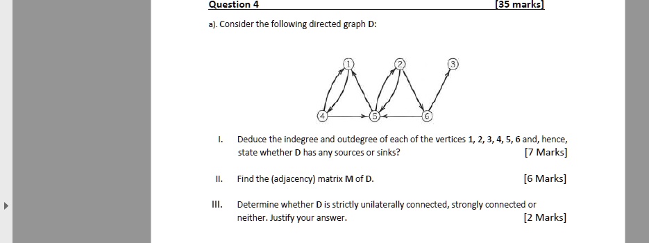 question 4 35marki a consider the following directed graph d deduce the ...
