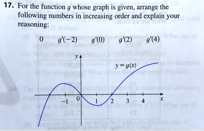 SOLVED: 17. For the function g whose graph is given, arrange the following numbers in increasing ...