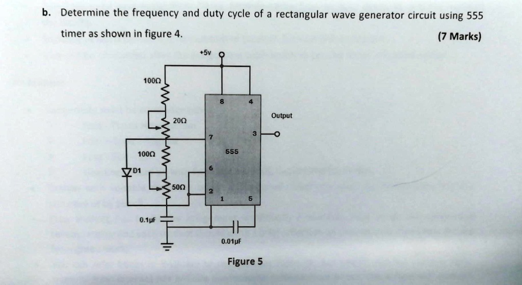 b. Determine the frequency and duty cycle of a rectangular wave generator circuit using 555 ...