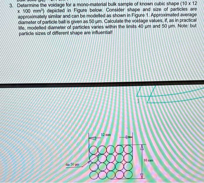 3. Determine the voidage for a mono-material bulk sample of known cubic ...