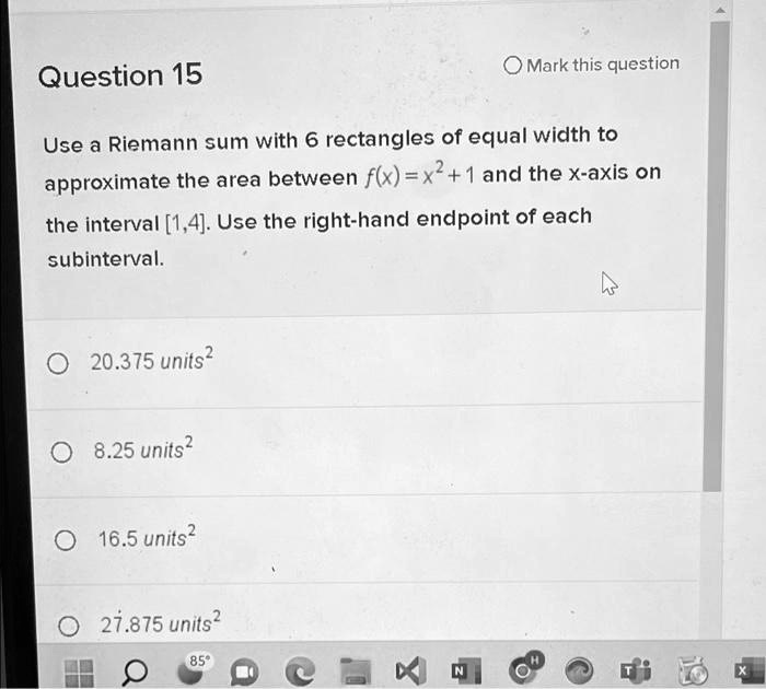 Solved Use A Riemann Sum With 6 Rectangles Of Equal Width To Approximate The Area Between Fx