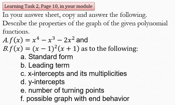 SOLVED: Learning Task 2 , Page 10 , in your module In your answer sheet ...