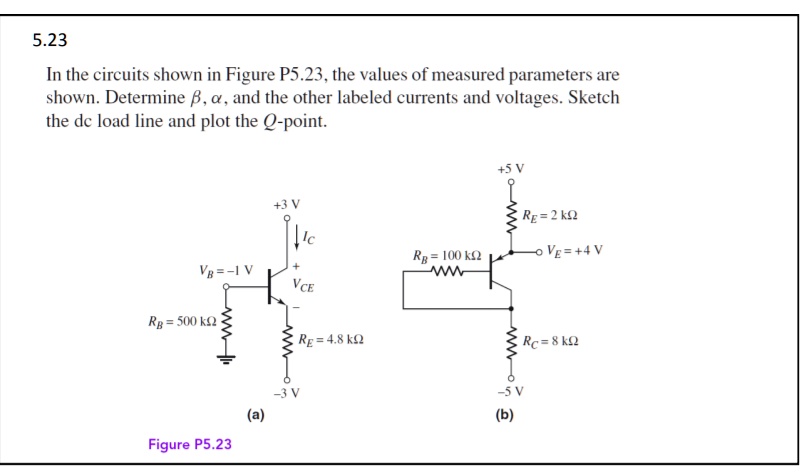 SOLVED: In the circuits shown in Figure P5.23, the values of measured parameters are shown ...