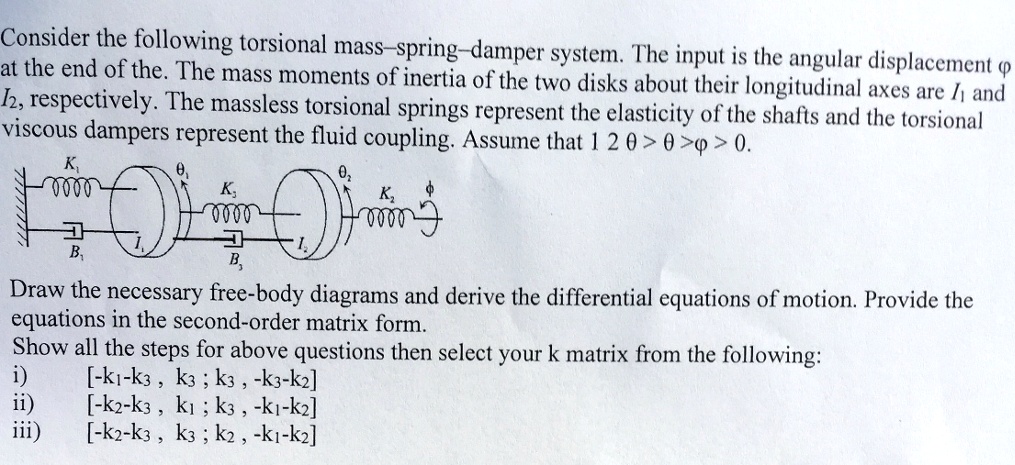 Consider the following torsional mass-spring-damper system. The input ...