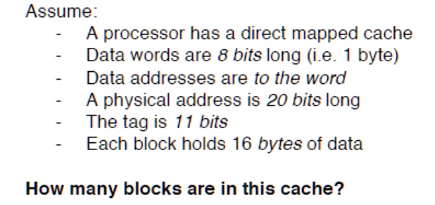SOLVED: Please answer the following question: Assume: A processor has a direct-mapped cache ...