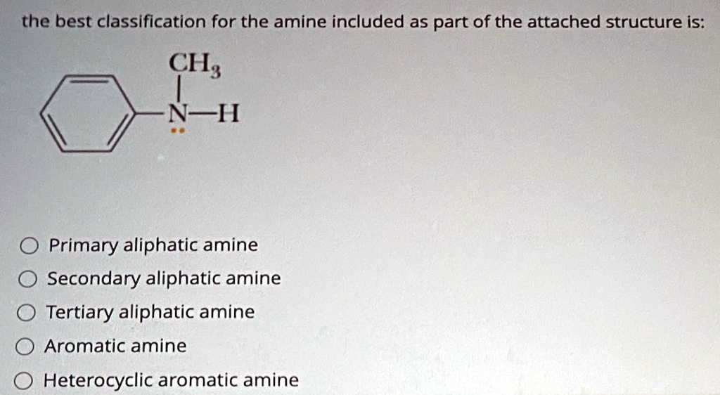 the best classification for the amine included as part of the attached ...
