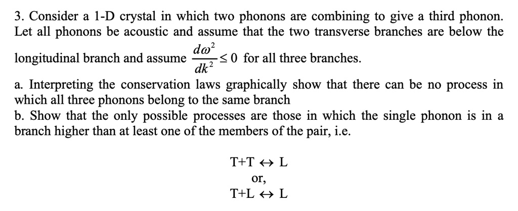 SOLVED: 3. Consider a 1-D crystal in which two phonons are combining to ...