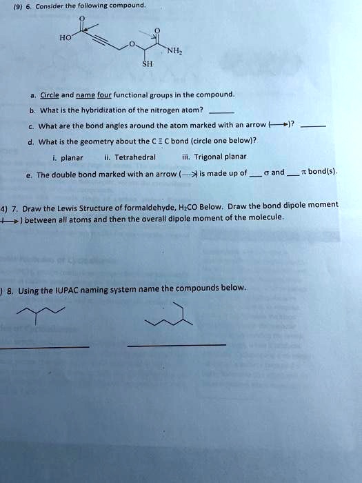 SOLVED: Consider tha following compound Circle and Qamg four functional groups compound What ...