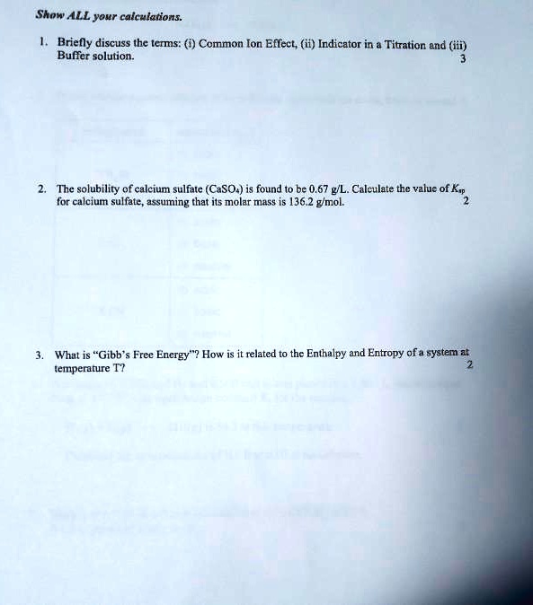 Solved Text Show All Your Calculations Briefly Discuss The Terms I Common Ion Effect Ii