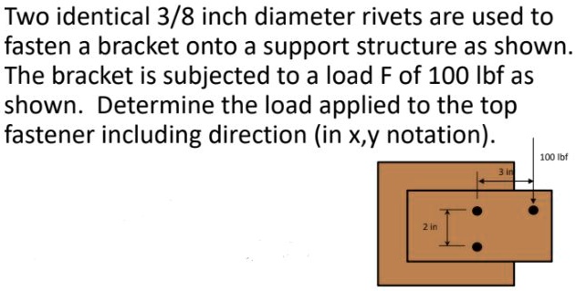 Two identical 3/8 inch diameter rivets are used to fasten a bracket ...