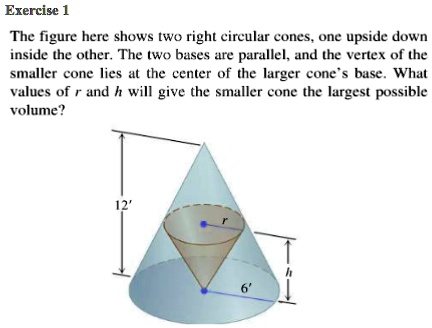 Exercise 1 The figure here shows two right circular cones, one upside ...