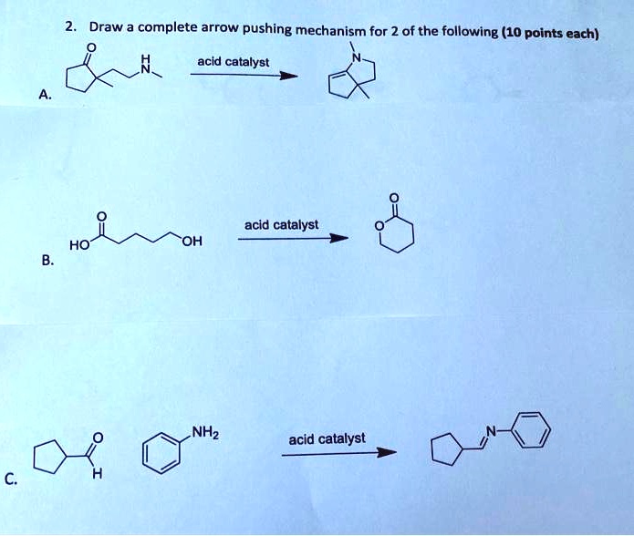 SOLVED: Draw complete arrow pushing mechanism for 2 of the following ...
