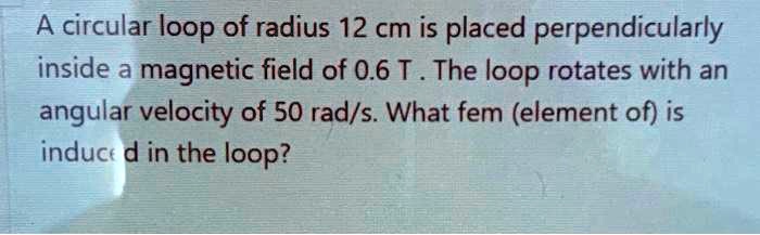 a circular loop of radius 12 cm is placed perpendicularly inside a ...