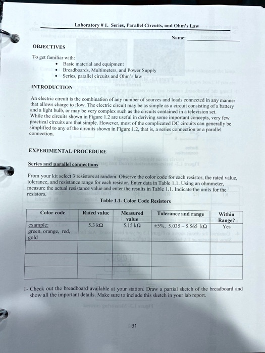 laboratory 1 seriesparallel circuitsand ohms law name objectives to get ...
