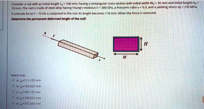 SOLVED: Consider a rod with an initial length Lo100 mmhaving a ...