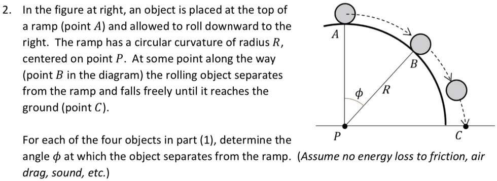 2 in the figure at right an object is placed at the top of a ramp point ...