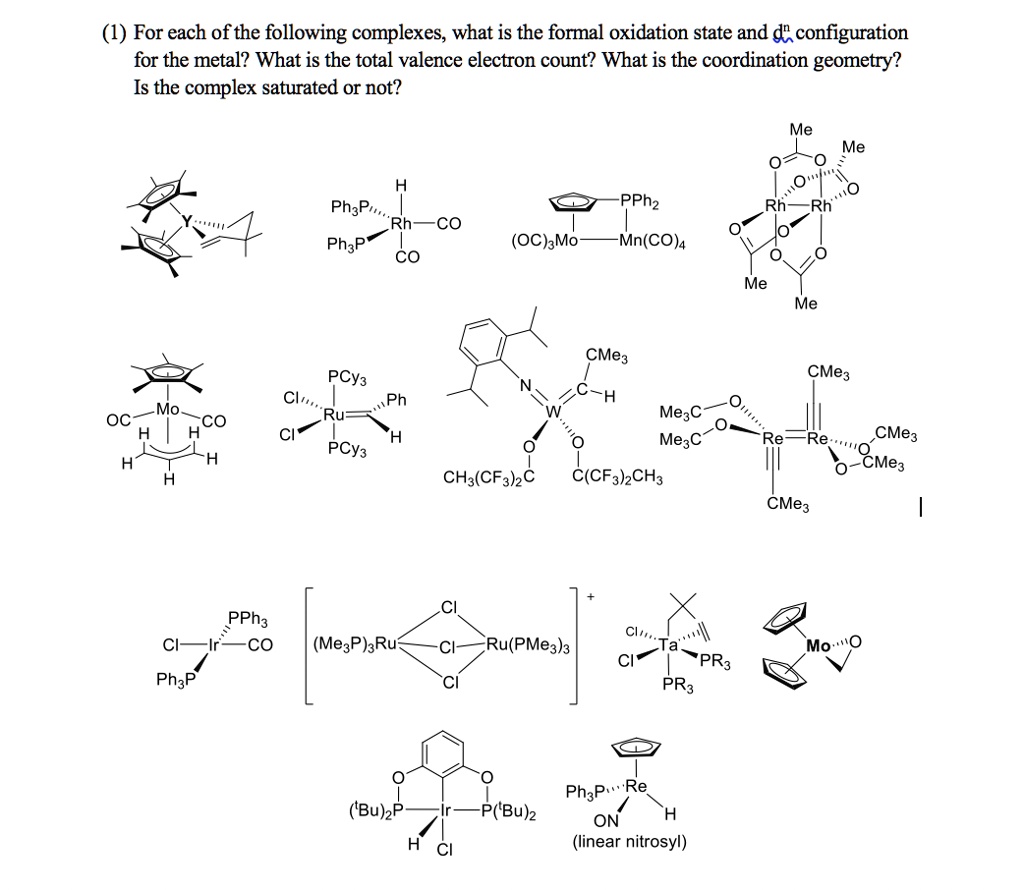SOLVED: Text: For each of the following complexes, what is the formal ...