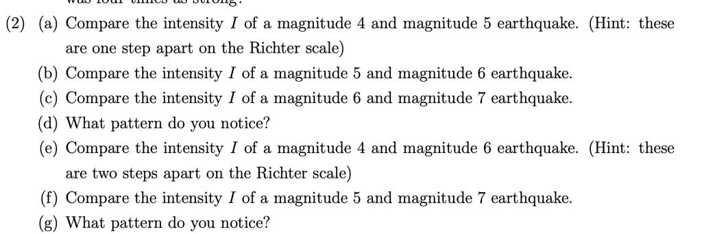 2 compare the intensity i of a magnitude 4 and magnitude 5 earthquake ...