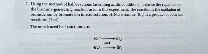 SOLVED: Using the method of half-reactions (assuming acidic conditions ...