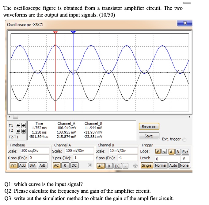 Solved The Oscilloscope Figure Is Obtained From A Transistor Amplifier Circuit The Two