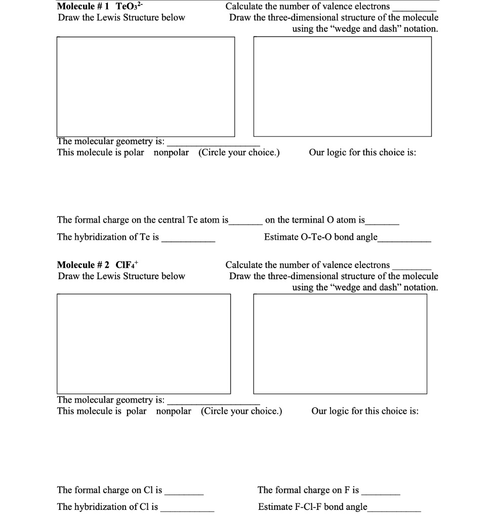 molecule 1 teoz draw the lewis structure below calculate the number of ...