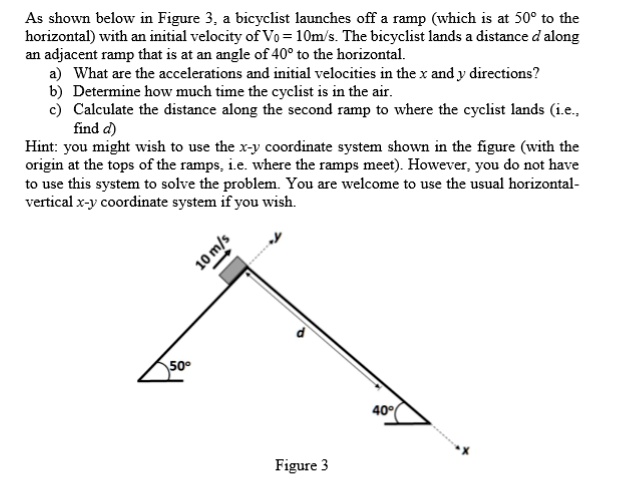 SOLVED: As shown below in Figure 3. a bicyclist launches off a ramp ...
