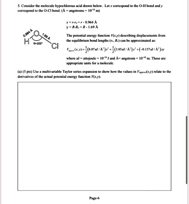 SOLVED: Consider the molecule hypochlorous acid drawn below. Let x ...