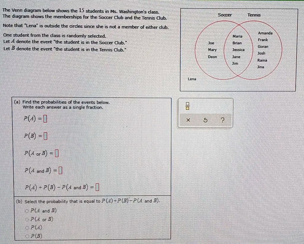 [GET ANSWER] The Venn diagram below shows the 15 students in Ms ...