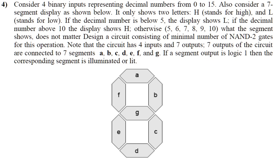 Solved Consider 4 Binary Inputs Representing Decimal Numbers From 0 To 15 Also Consider A 7