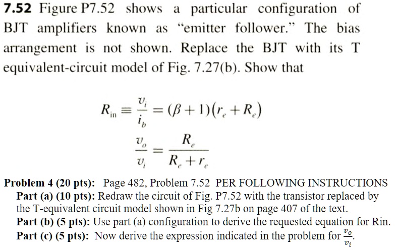 7.52 Figure P7.52 shows a particular configuration of BJT amplifiers ...