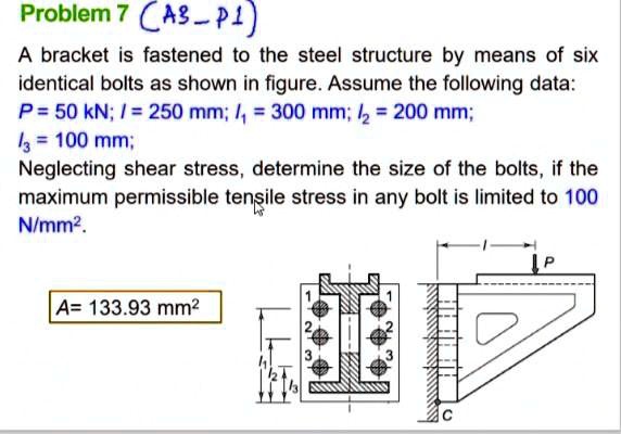 SOLVED: Problem7A-P A bracket is fastened to the steel structure by ...