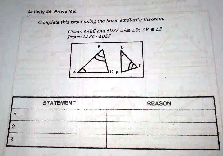 SOLVED: Activity #4: Prove Mel Complete this proof using the basic ... SOLVED: Activity #4: Prove Mel Complete this proof using the basic ...