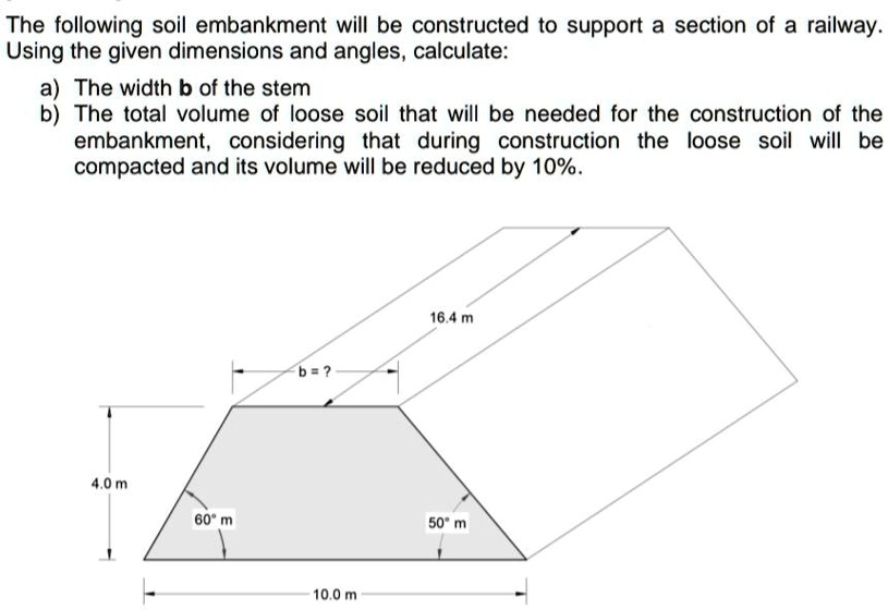 The following soil embankment will be constructed to support a section ...