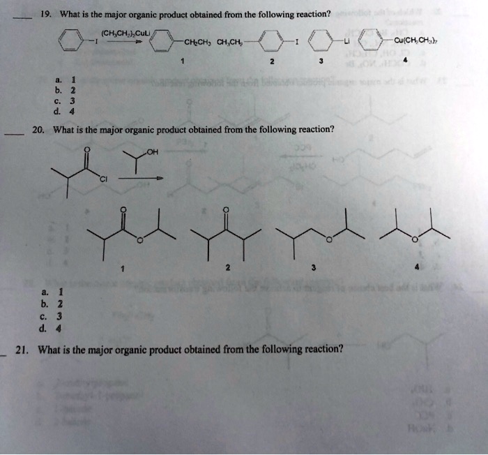 Solved What Is The Major Organic Product Obtained From The Following